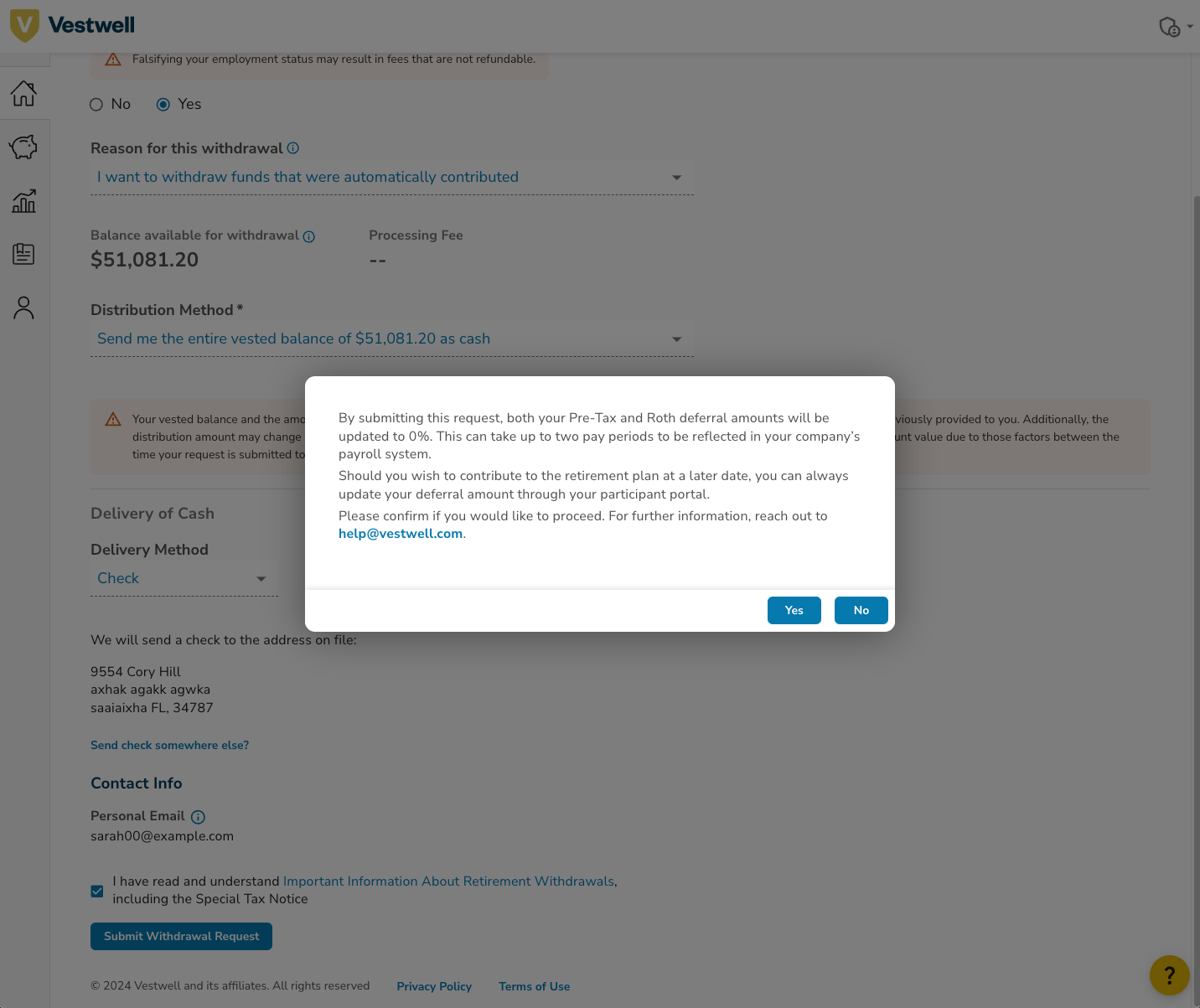 How to Request an Auto-Enrolled Contribution Withdrawal – Vestwell Help ...