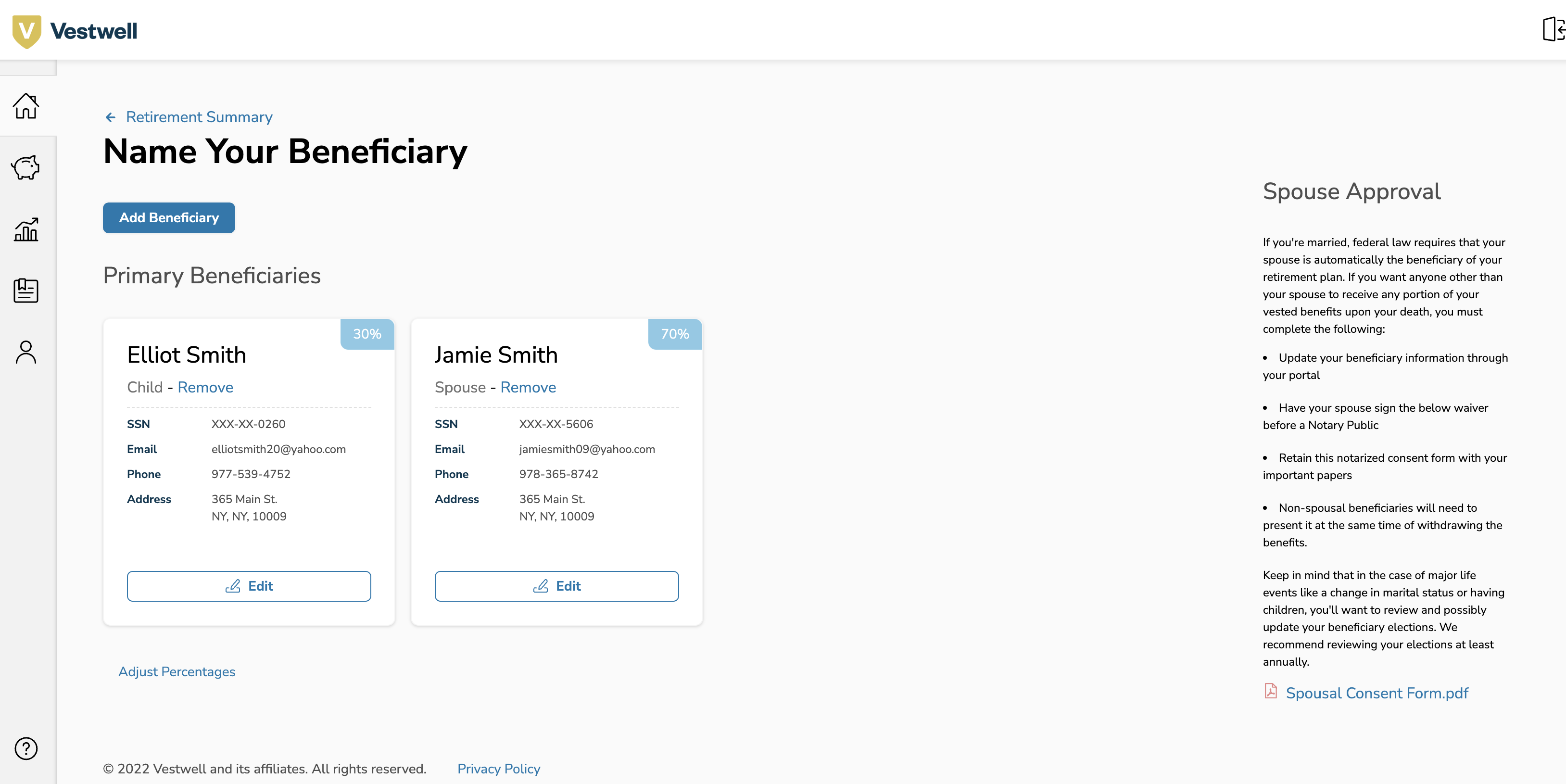 How Do I Select and Manage My Beneficiaries? – Vestwell Help Center